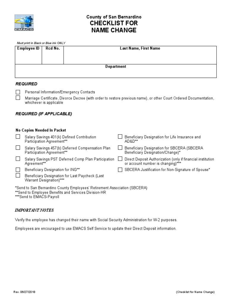 Name Change - Checklist | PDF