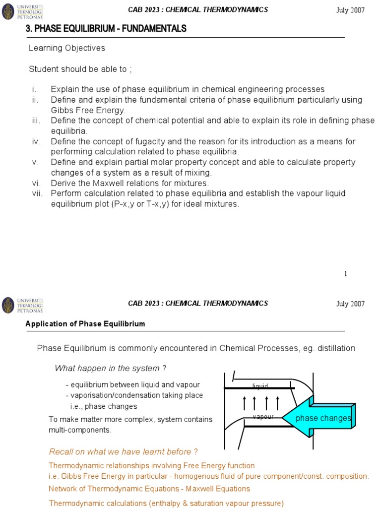 Phase Equilibrium - Fundamentals | PDF | Phase Rule | Chemical Equilibrium