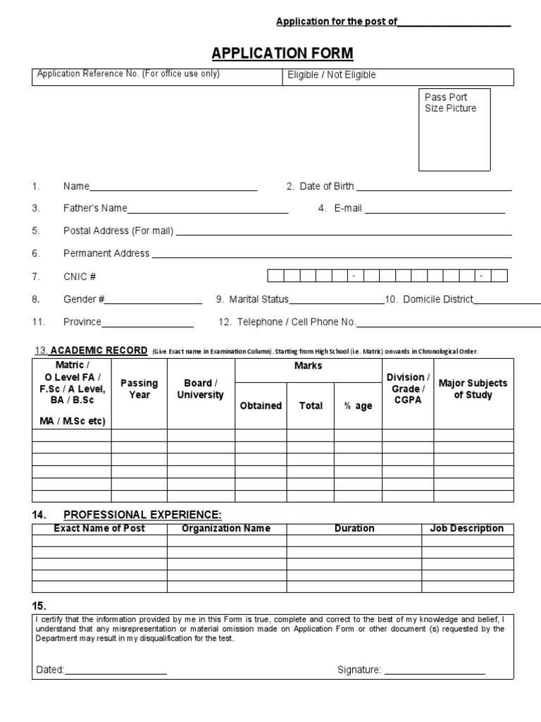 Application Form Public Sec Org | PDF | Test/Examination | Further ...
