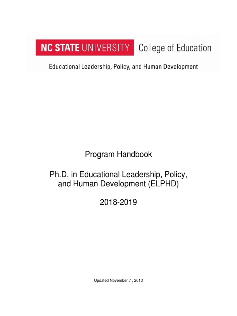 Program Handbook Ph.D. in Educational Leadership, Policy, and Human ...