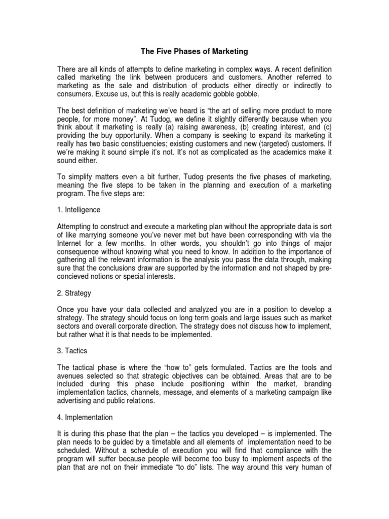 The Five Phases of Marketing: Intelligence, Strategy, Tactics ...