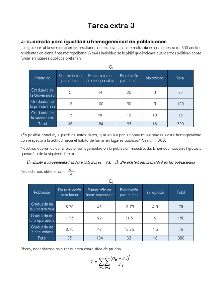 Tarea Extra - Estadística 2 | Descargar gratis PDF | Science