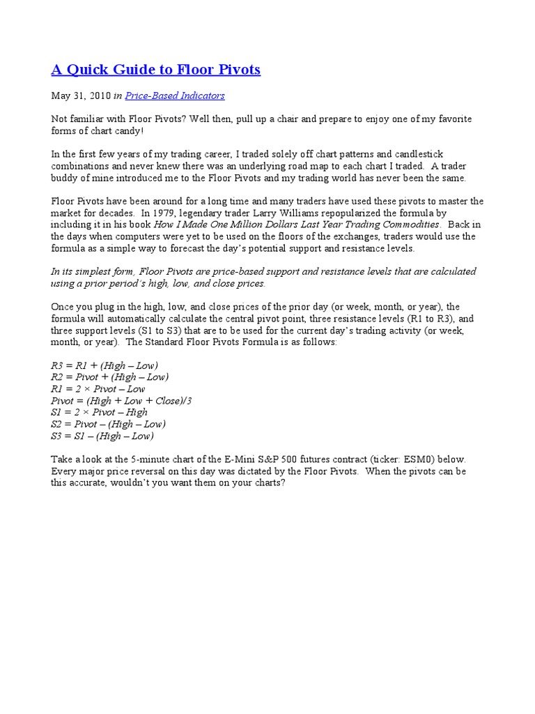 A Quick Guide To Floor Pivots | PDF | Financial Markets | Market ...