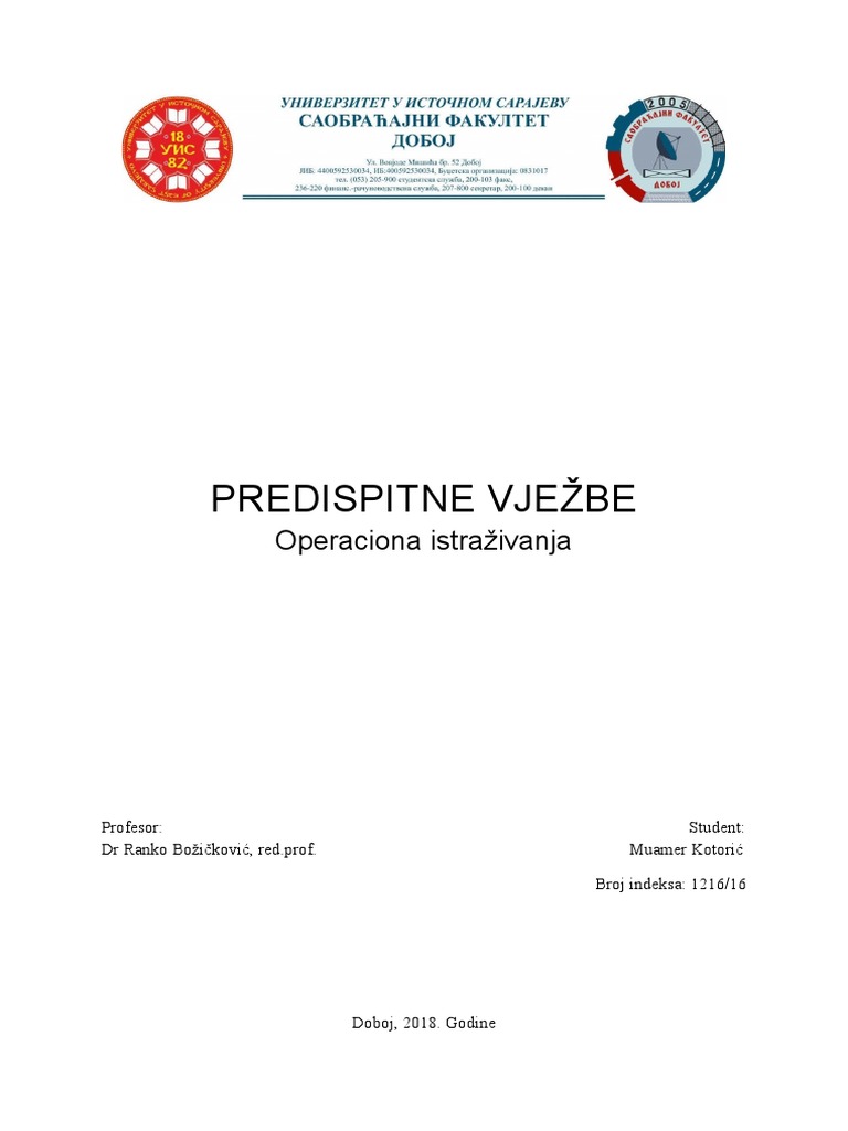 Operaciona Istrazivanja | PDF