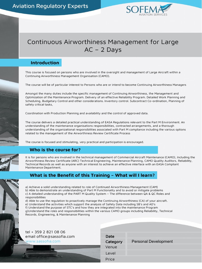 Continuous Airworthiness Management For Large AC - 2 Days: Date ...