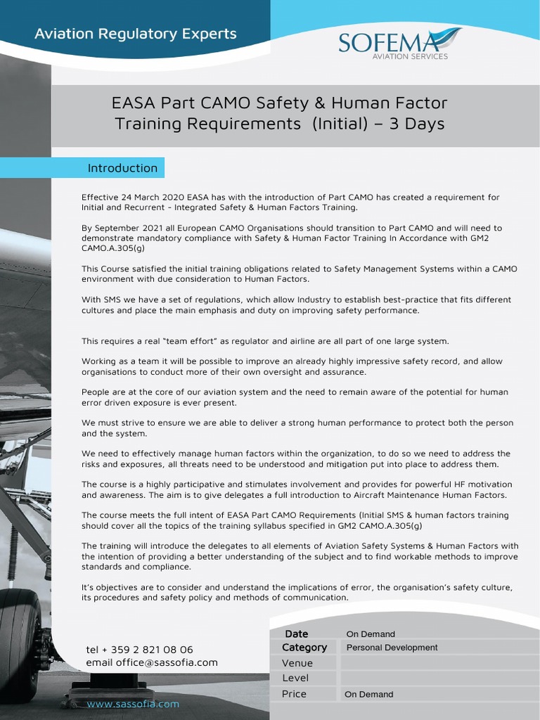 EASA Part CAMO Safety Human Factor Training Requirements Initial - 3 ...