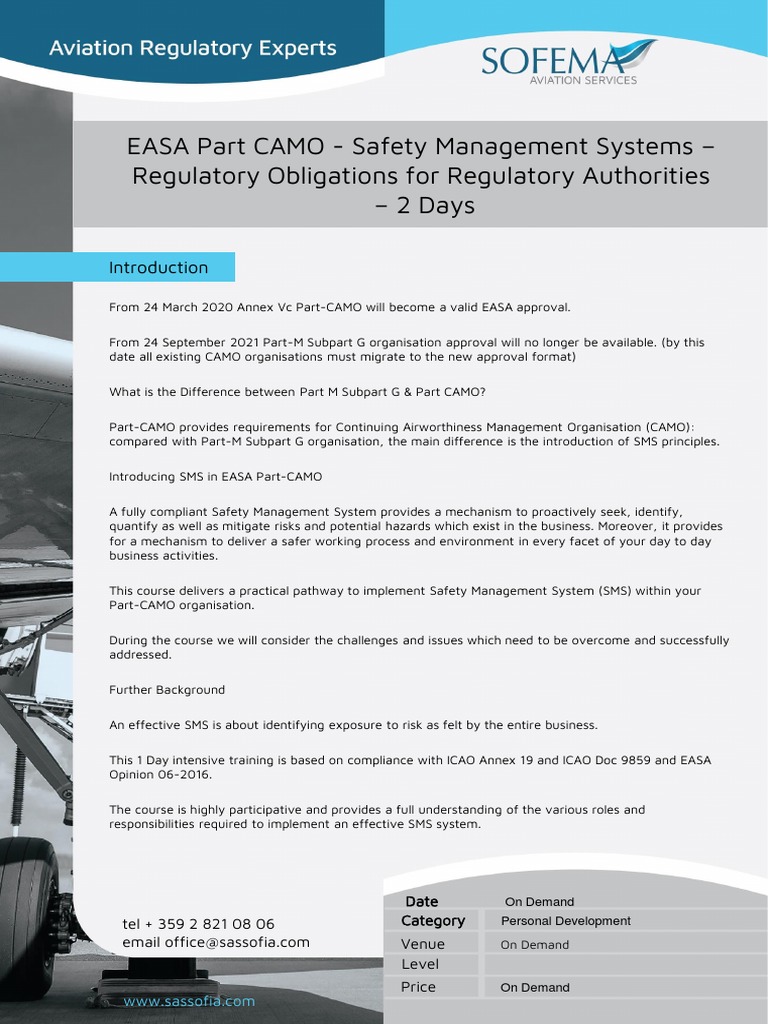 EASA Part CAMO - Safety Management Systems - Regulatory Obligations For ...