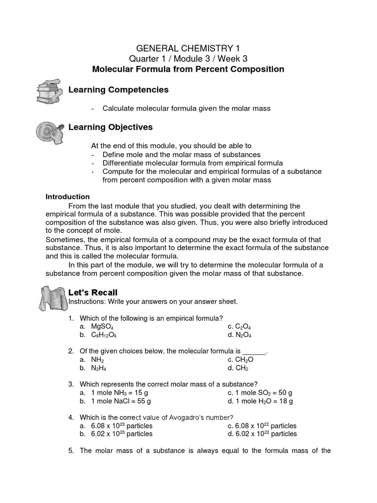 GEN-CHEM-1 G11 Module3 Q1W3 MOD | PDF | Mole (Unit) | Chemical Reactions