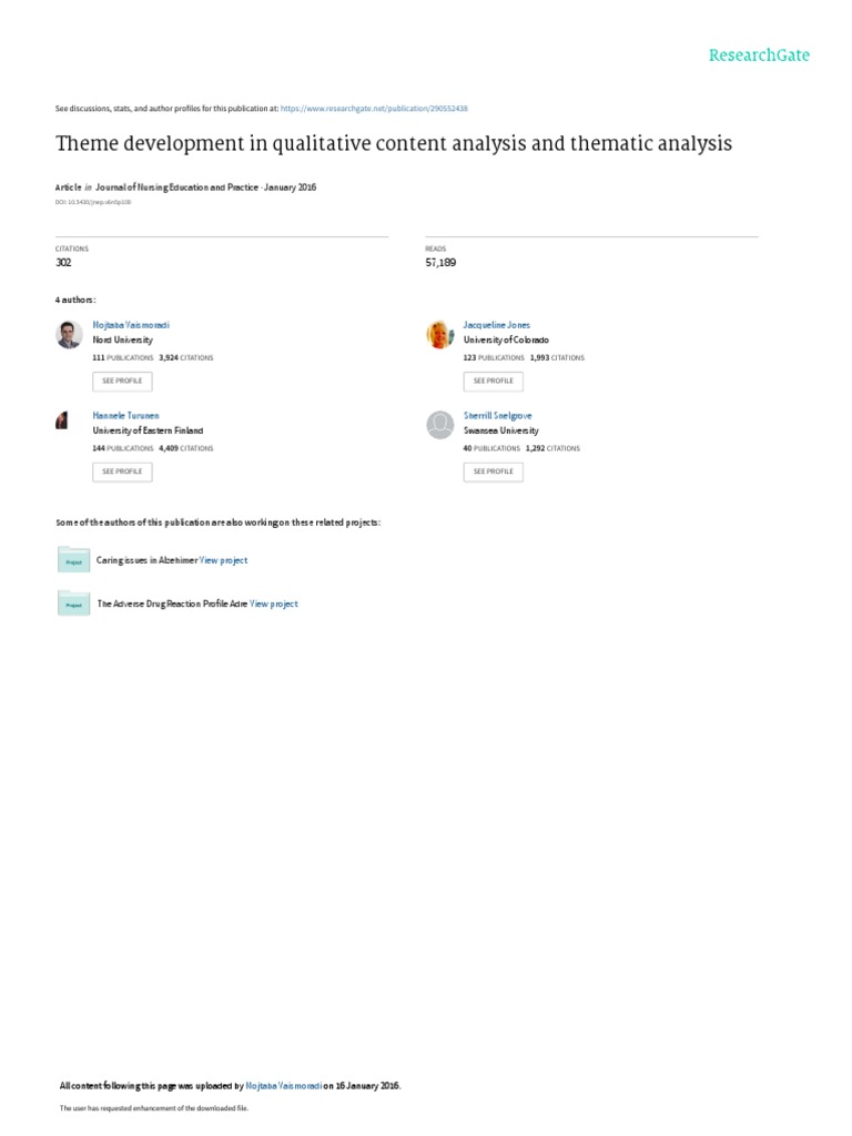 Theme Development in Qualitative Content Analysis and Thematic Analysis ...