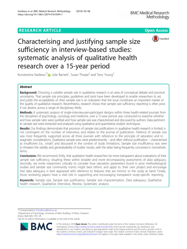 Characterising and Justifying Sample Size Sufficiency in Interview ...
