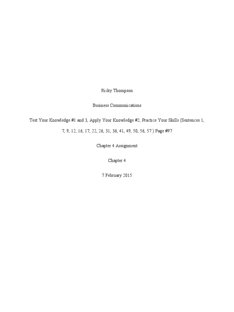 Chapter 4 Assignment | PDF | Word | Idea