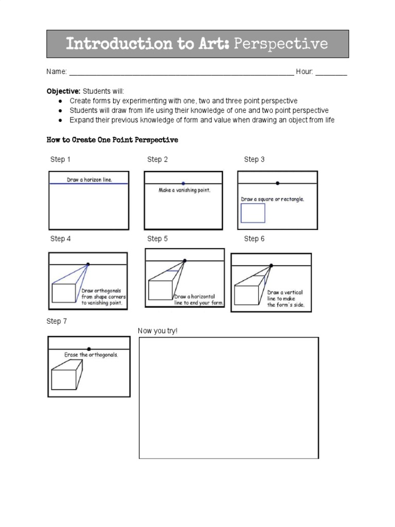 Perspective Drawing Practice Worksheets | PDF