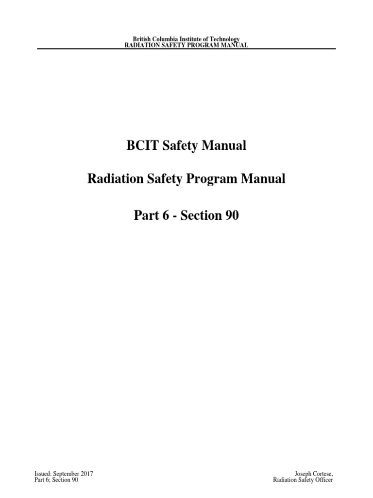 BCIT Radiation Safety Program Manual | PDF | Radioactive Contamination ...