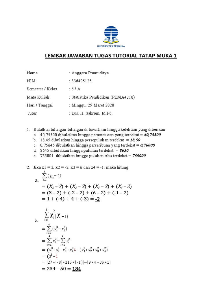 LJK Tugas TTM 1 - Statistika Pendidikan | PDF