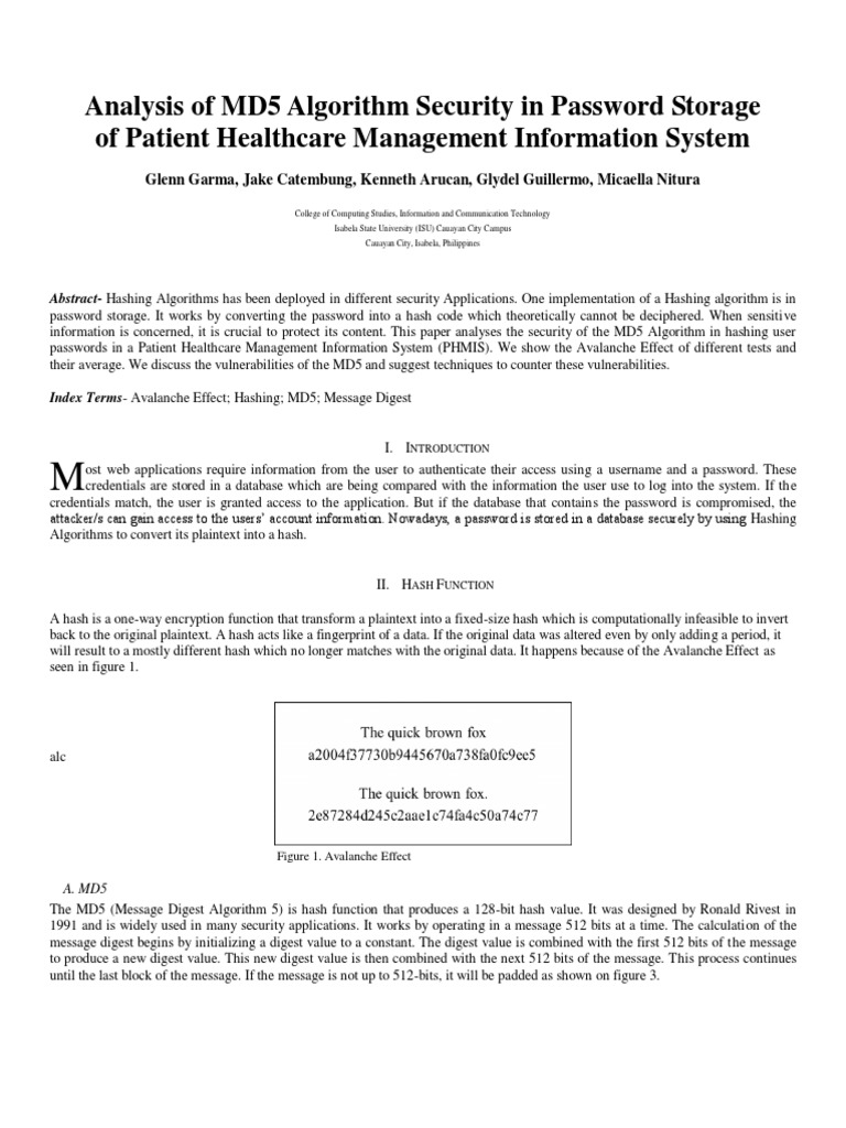 Analysis of MD5 Algorithm | PDF | Password | Cyberwarfare