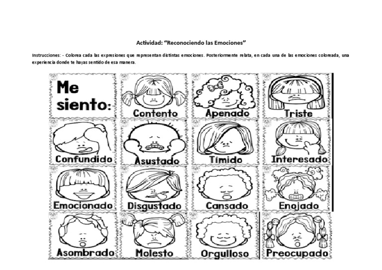 Fichas para Colorear Emociones | PDF