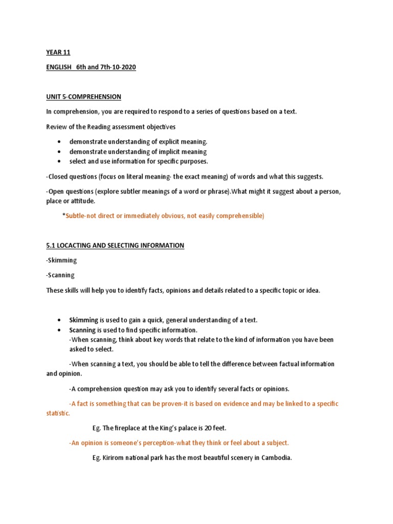 7 To 12th-10-2020 YEAR 11 Notes | PDF | Chocolate | Speed Reading