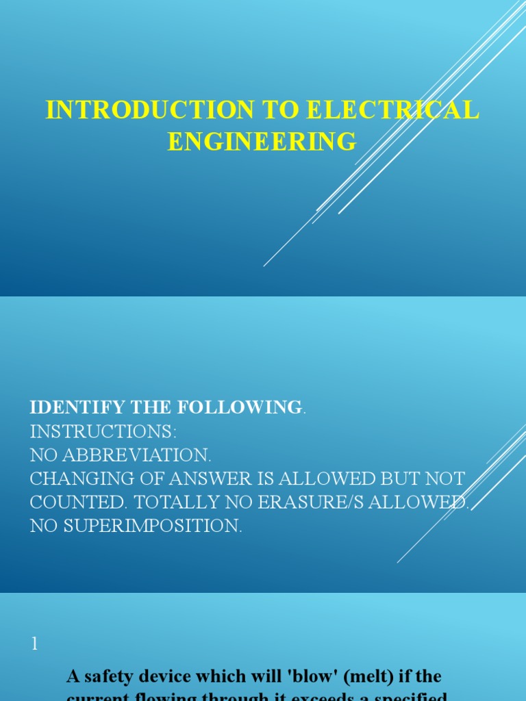 Introduction To Electrical Engineering Quiz 2019. | PDF