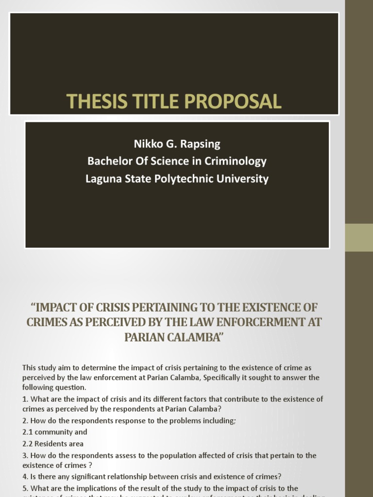Research Title Defense PPT Presentation Ni Nikko | PDF | Crime ...