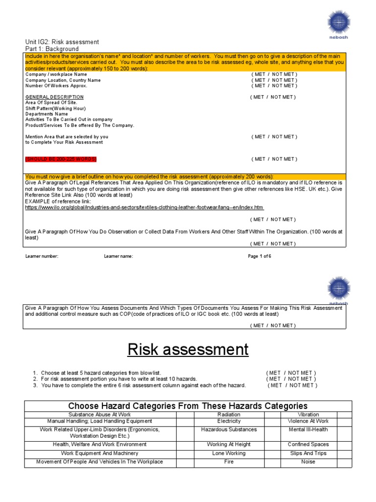 Unit IG2: Risk Assessment Part 1: Background | PDF | Hazards | Risk