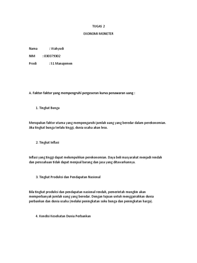 TUGAS 2 Ekonomi Moneter | PDF