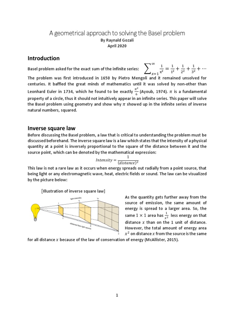 A Geometric Approach To The Basel Problem | PDF | Circle | Triangle