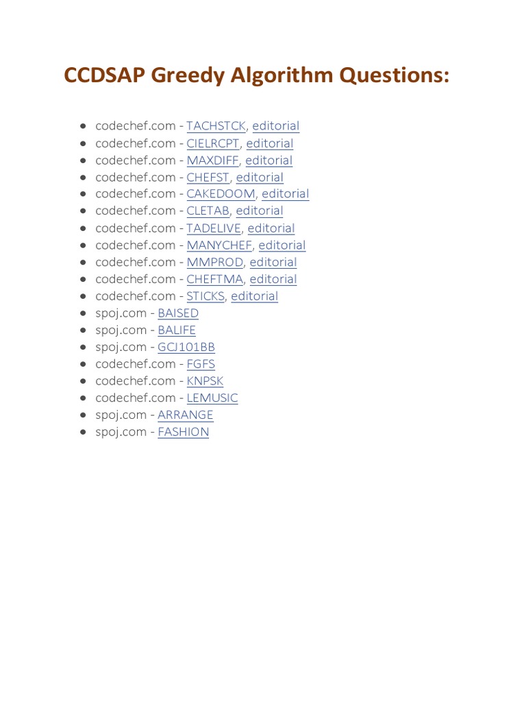CCDSAP Greedy Algorithm Questions | PDF | Computers