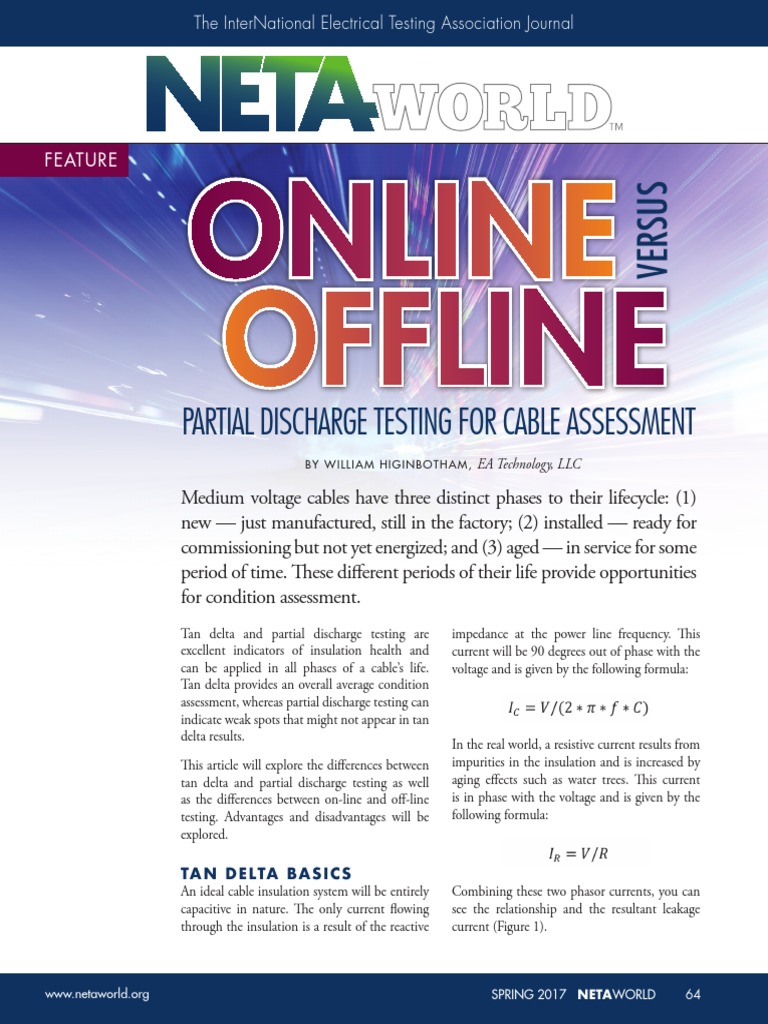 Online Offline: Partial Discharge Testing For Cable Assessment | PDF ...