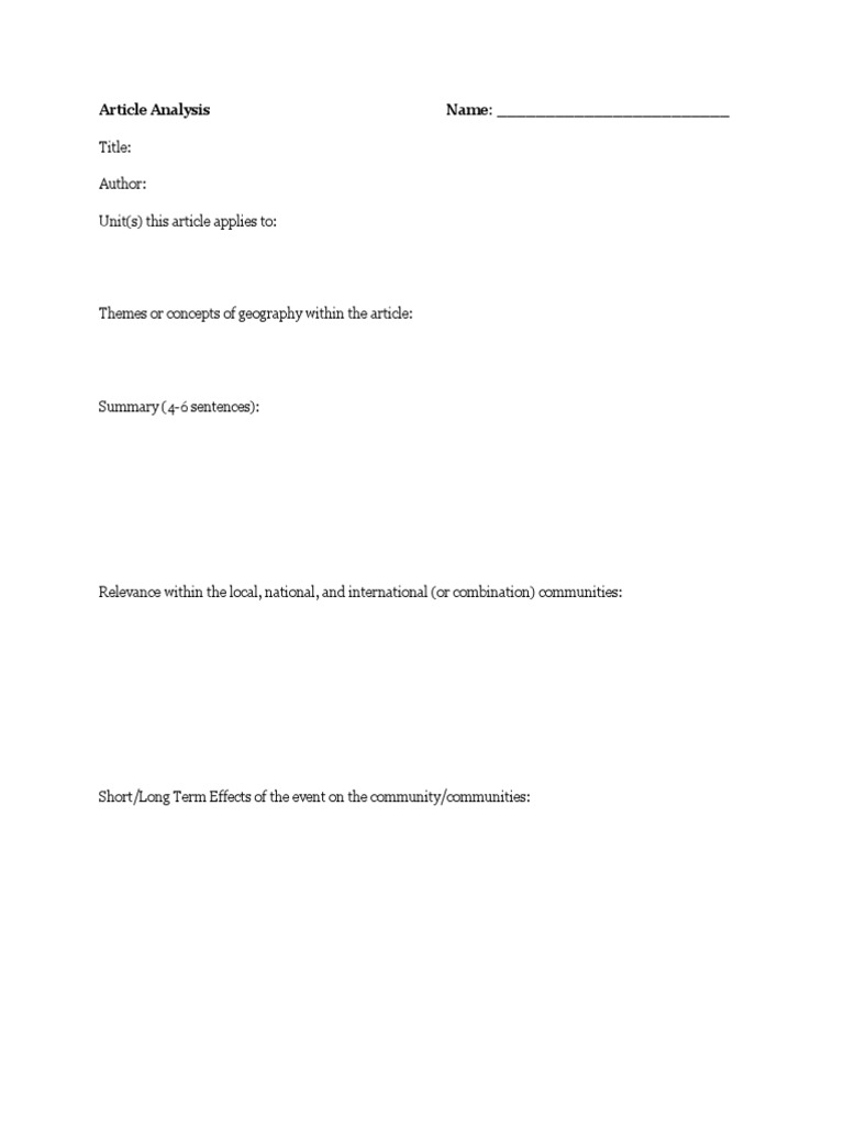 Article Analysis Handout | PDF