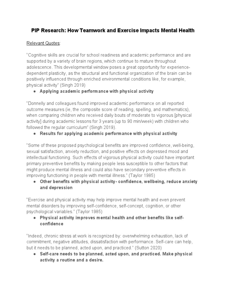 Pip Research | PDF | Mental Health | Emotions