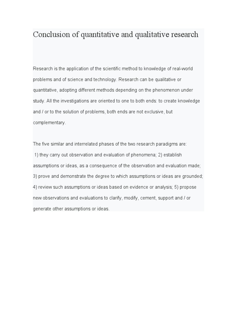 Conclusion of Quantitative and Qualitative Research | PDF