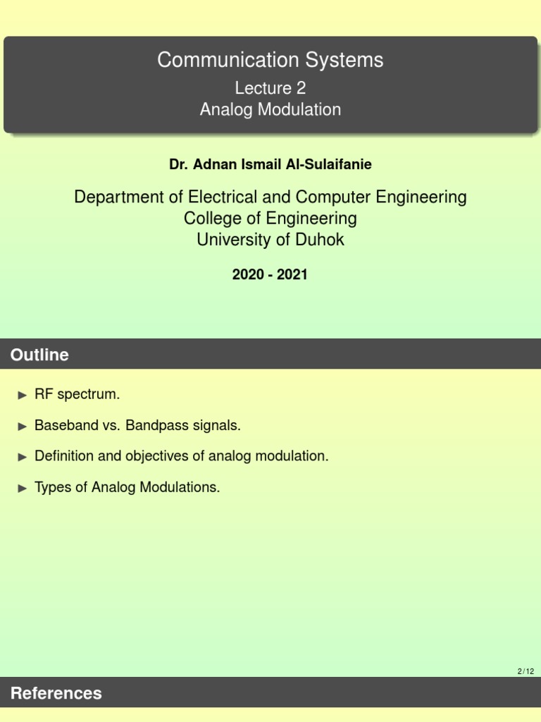 ACS02 Analog-Modulation | PDF | Modulation | Communications System