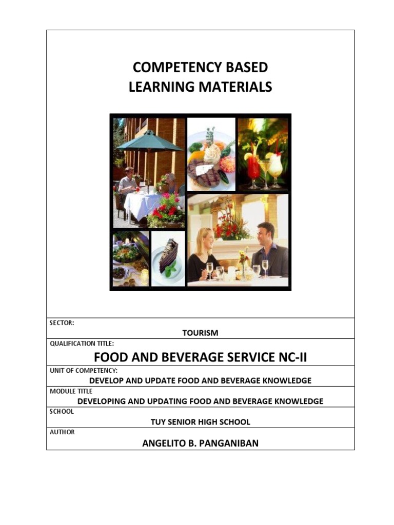 CBLM FBS NC-II (Develop and Update Food and Beverage Service) | PDF ...