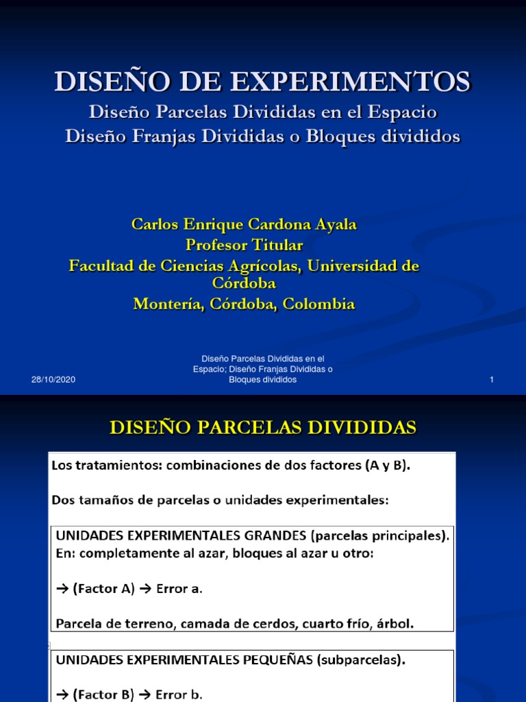 Diseño de Parcelas Divididas en Experimentos | PDF | Análisis ...
