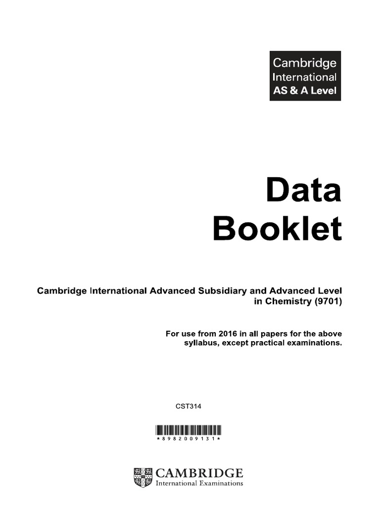Data Booklet Pdf Pdf