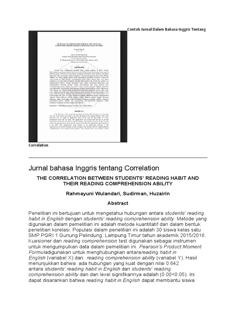 Contoh Jurnal Dalam Bahasa Inggris Tentang | PDF | Reading ...