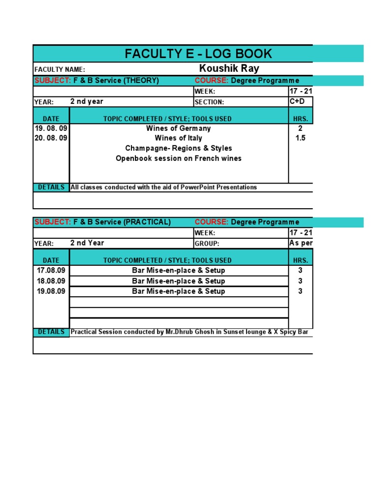 E-Log - Book - WK 3 Aug'09 | PDF