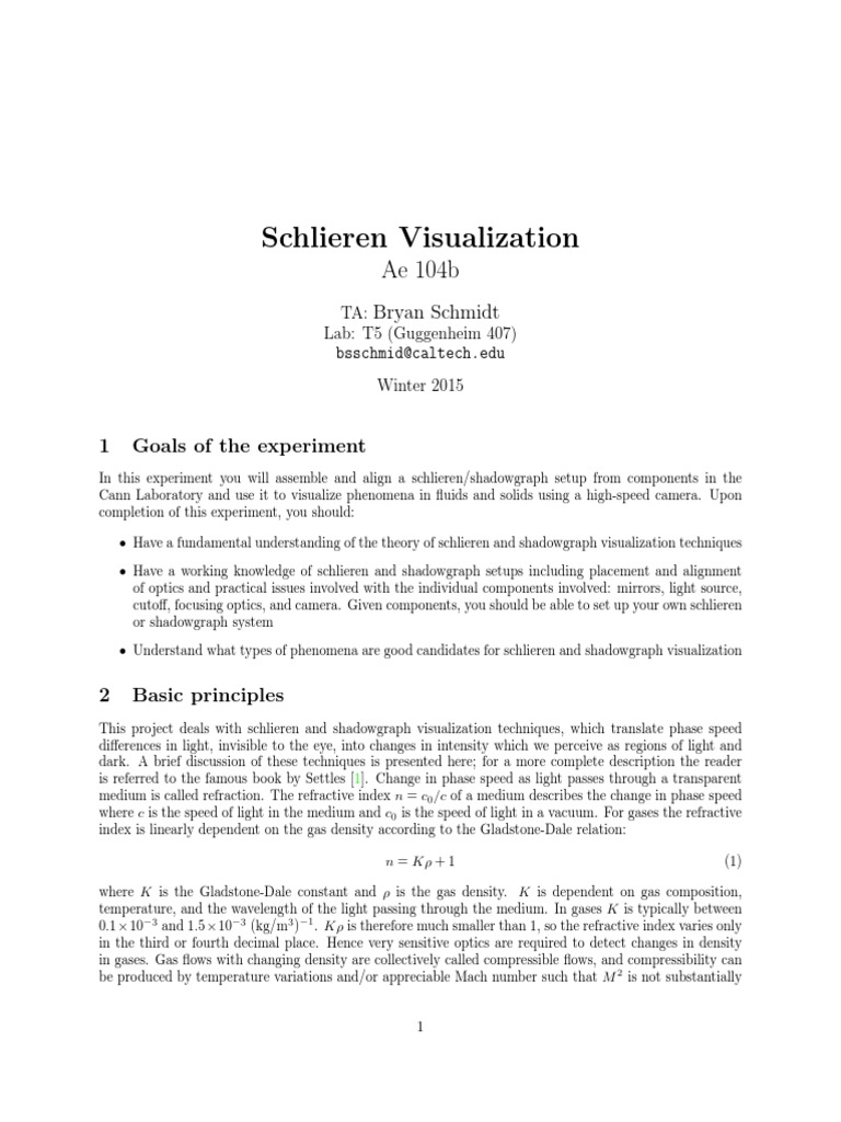 Schlieren Visualization Lab Instructions | PDF | Refractive Index | Camera
