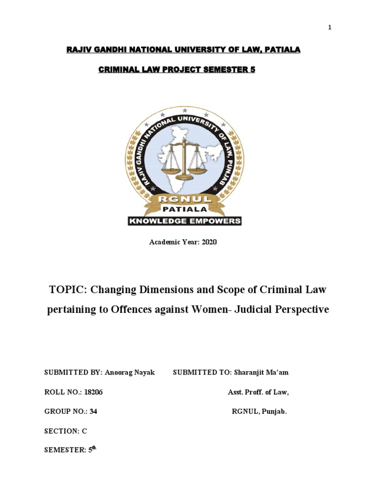 Criminal Law Project | PDF | Rape | Woman