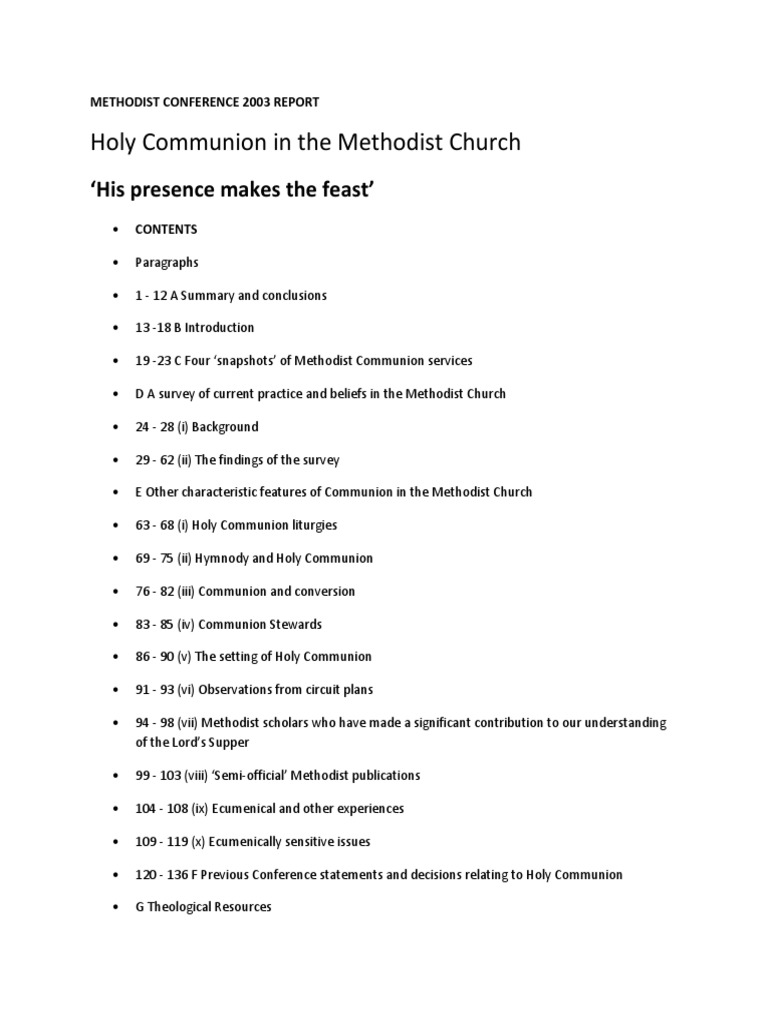 Methodist Communion Insights | PDF | Methodism | Eucharist