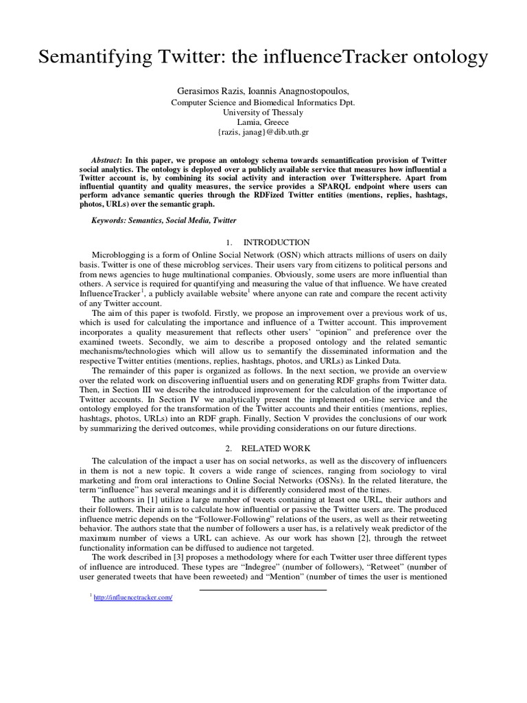 An Ontology for Semantic Representation of Twitter Data and Quantification of User Influence on ...