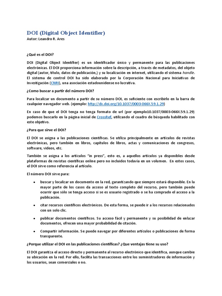 DOI (Digital Object Identifier) : ¿Qué Es El DOI? | Descargar gratis ...
