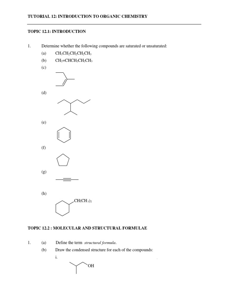 Organic Chemistry Tutorial Guide | PDF | Isomer | Carboxylic Acid