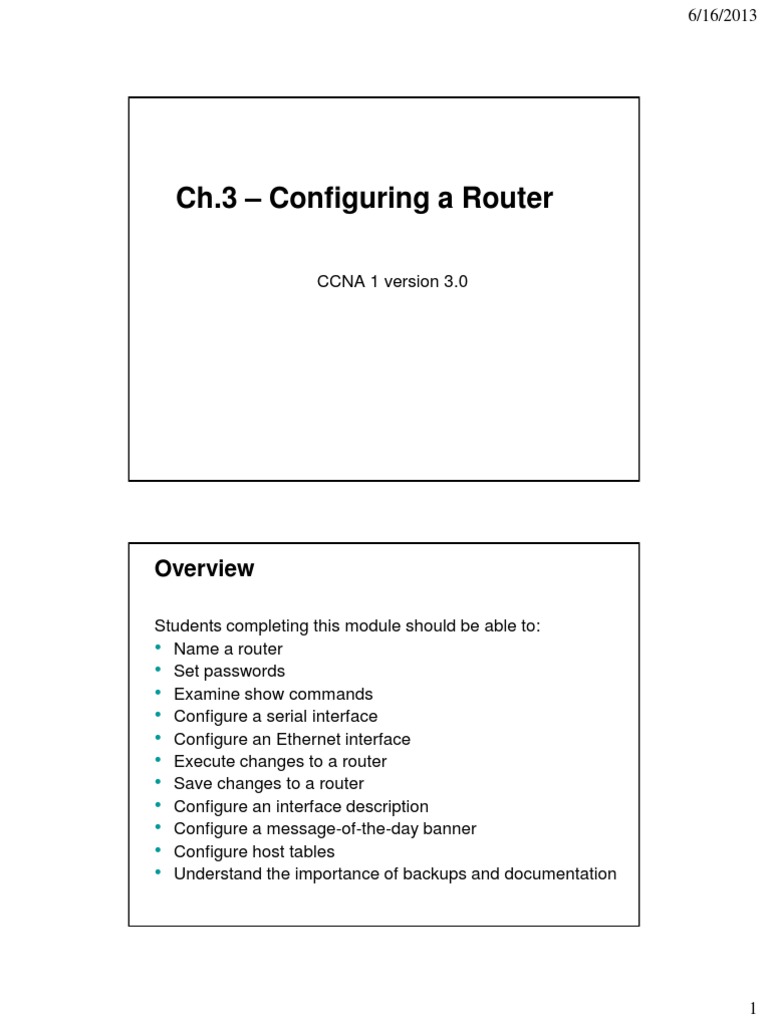 Ch 3 Configuring A Router Pdf Domain Name System Router Computing