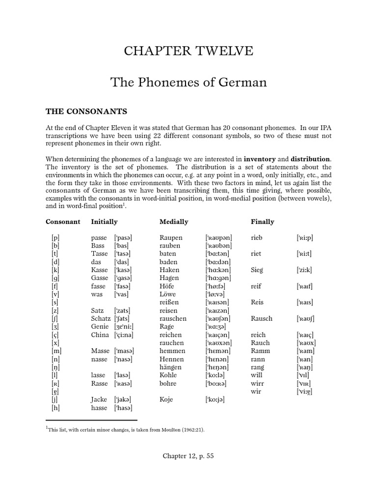 The Phonemes of German | PDF | Vowel | English Language