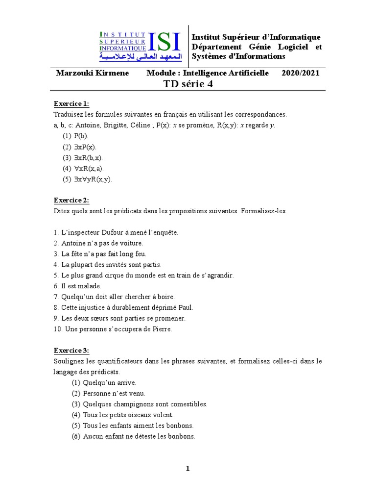 TD4 PDF | PDF | Informatique | Logique
