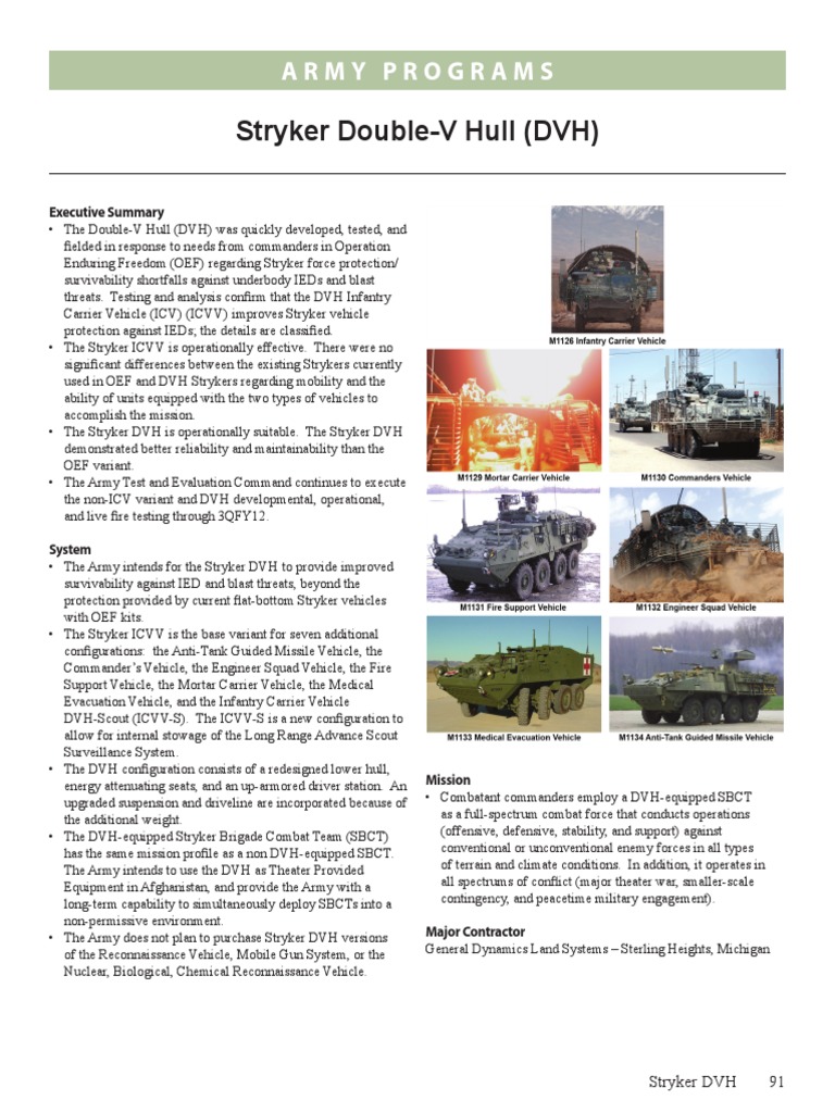 Stryker Double-V Hull (DVH) : Army Programs | PDF | Armoured Vehicles ...