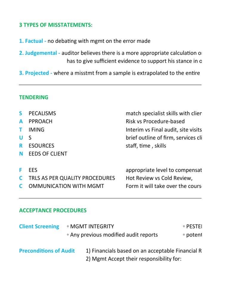 ACCA AAA Notes For Sept 2020 | PDF | Going Concern | Auditor's Report