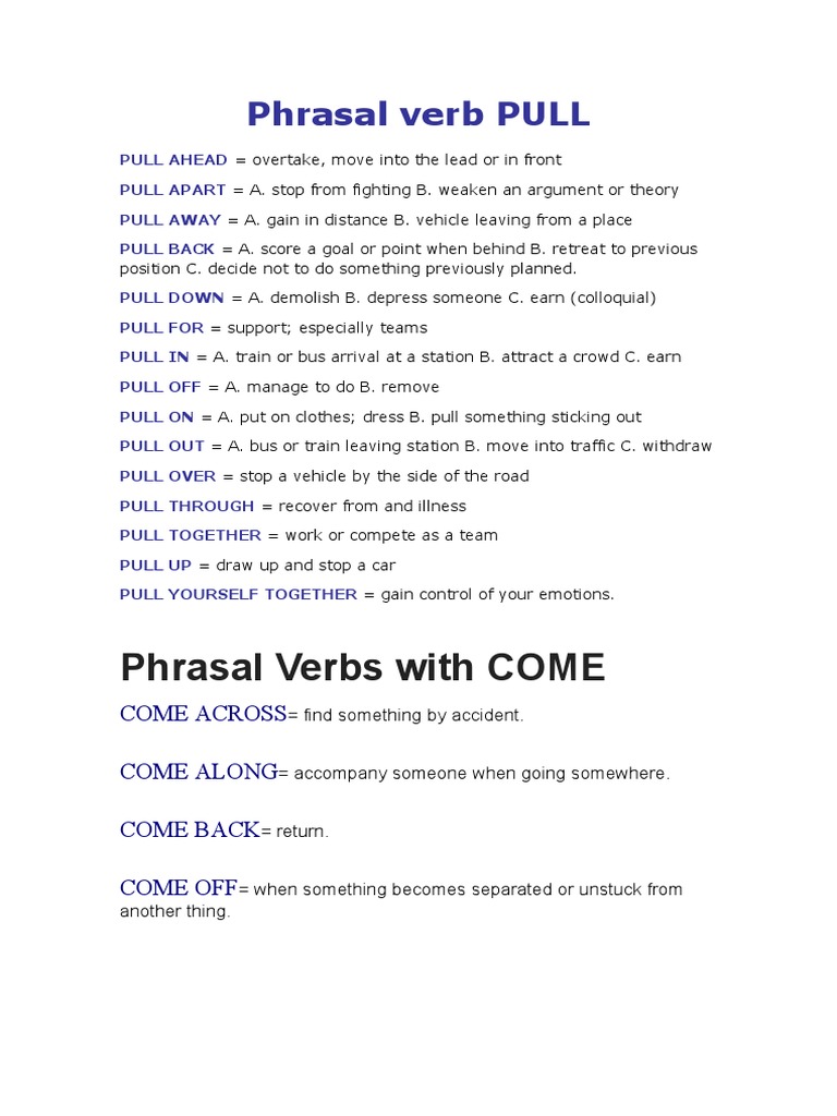 Phrasal Verb PULL | PDF | Syntactic Relationships | Cognitive Science