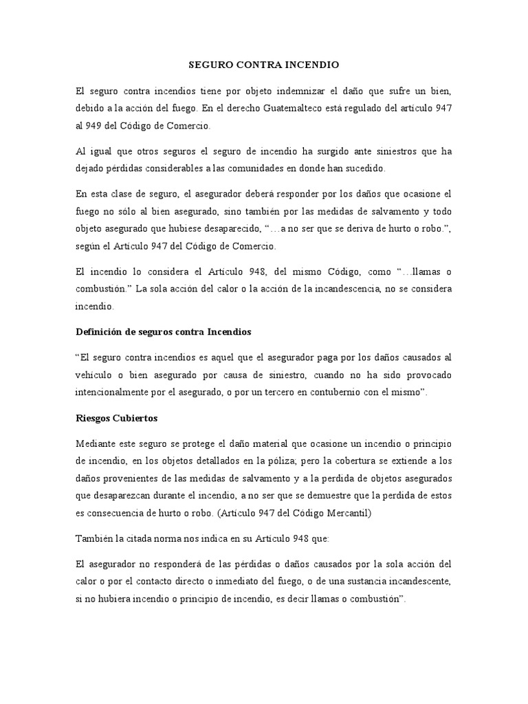 Seguro Contra Incendio | PDF | Póliza de seguros | Seguro